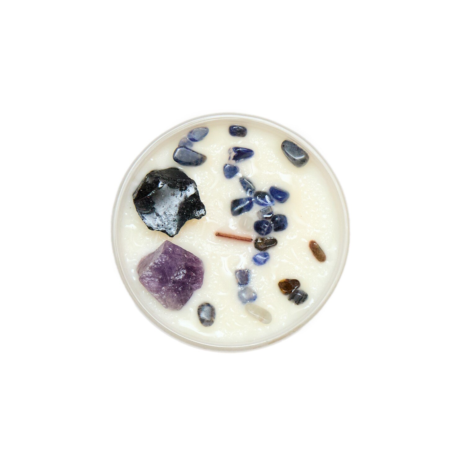 Lumanare Chakra Plexului Solar din ceara de soia, cu cristale de ...