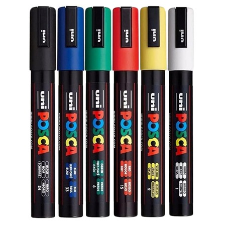 Set 6 Markere UNI-POSCA PC-5M, 1.8-2.5 mm, POS25 - eMAG.ro