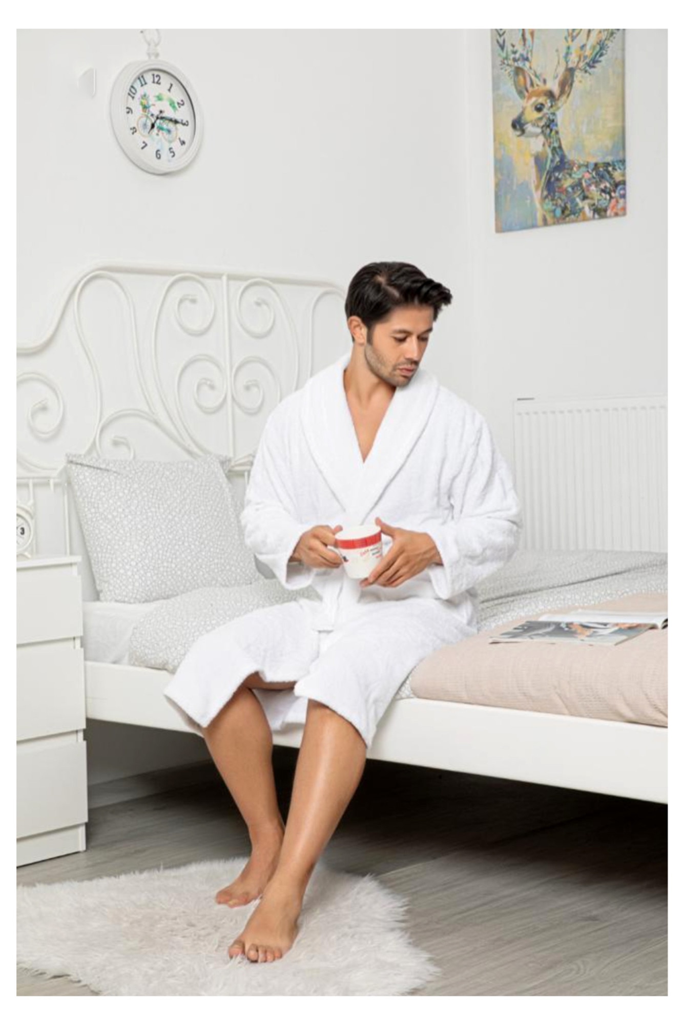 Halat barbatesc de baie, stil prosop, StarFashion, 450g/mp, cu guler ...