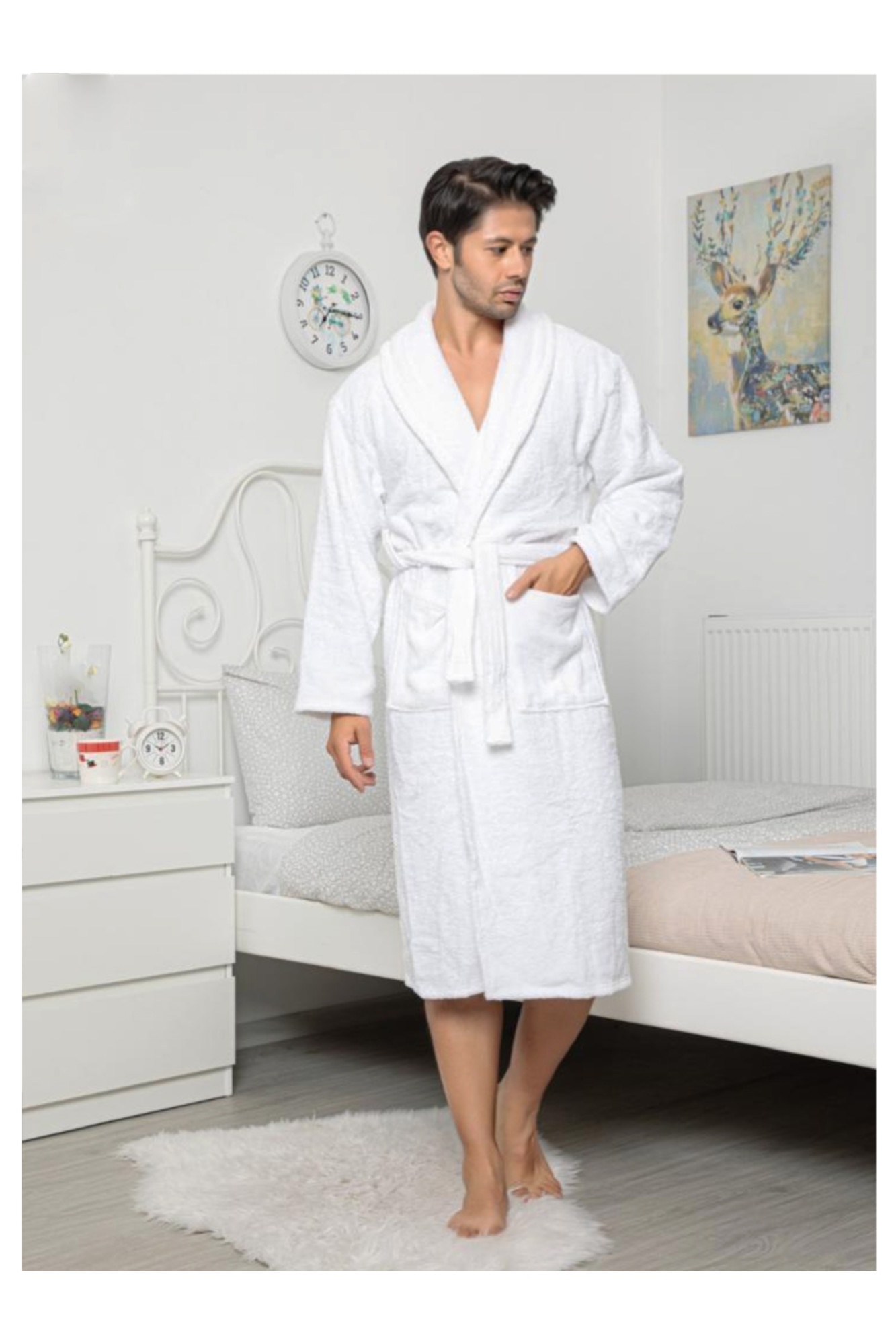 Halat barbatesc de baie, stil prosop, StarFashion, 450g/mp, cu guler ...