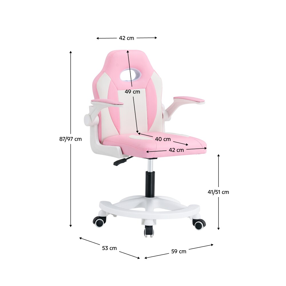 Scaun roz, rotativ, piele ecologica, 59x53x87-97 cm, Bortis - eMAG.ro