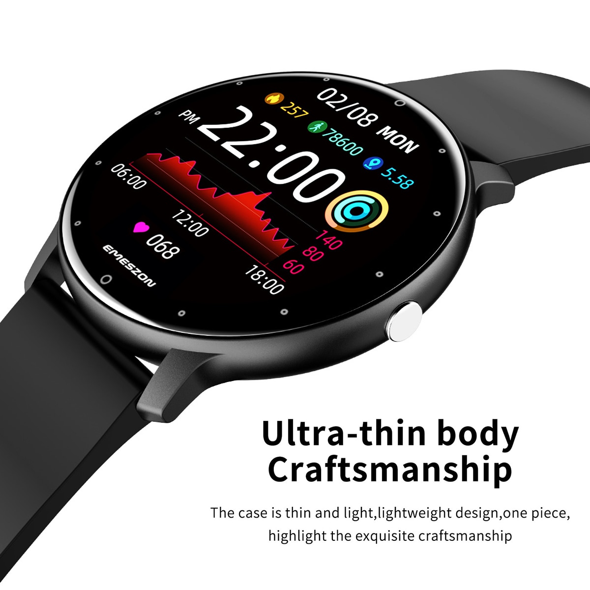 Ceas Smartwatch si bratara fitness, Emeszon® A23, IP67 Waterproof, Bluetooth, Notificari Apeluri ...
