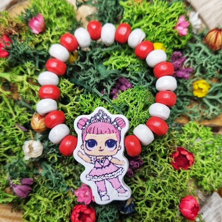 Bratara Martisor pentru copii, elastica cu fetita LOL printesa, cu ...