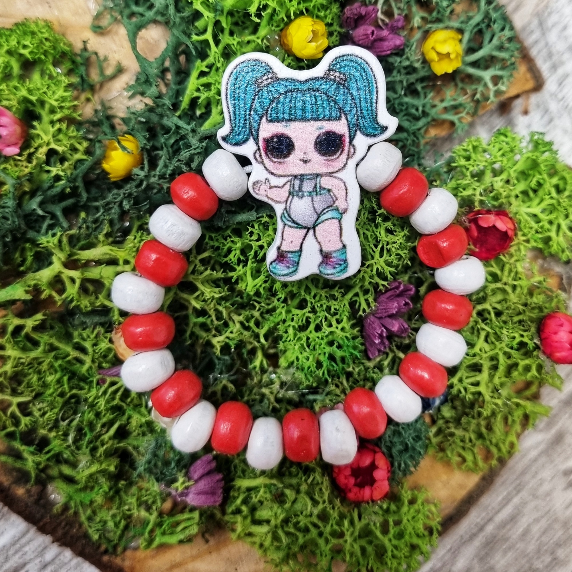 Bratara Martisor pentru copii, elastica cu fetita LOL tourquaz, cu ...