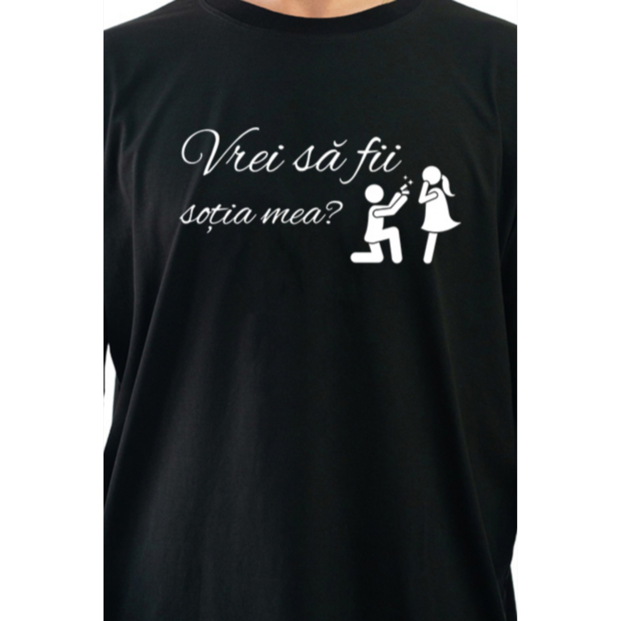 Set 2 Tricouri pentru cuplu personalizat cu mesaj text cerere in ...