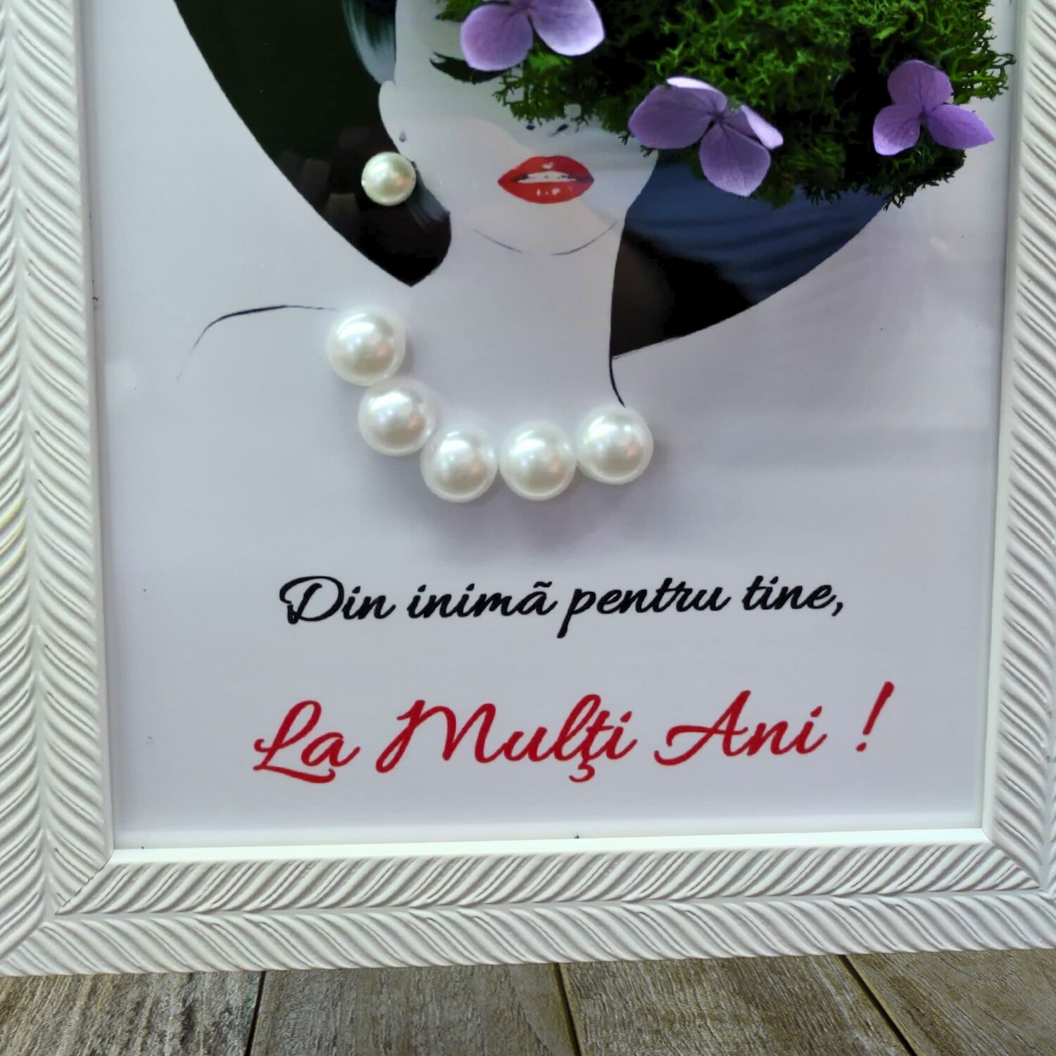 Tablou in rama A4 (30x21 cm) -Din inima pentru tine. La multi ani! - v1 ...