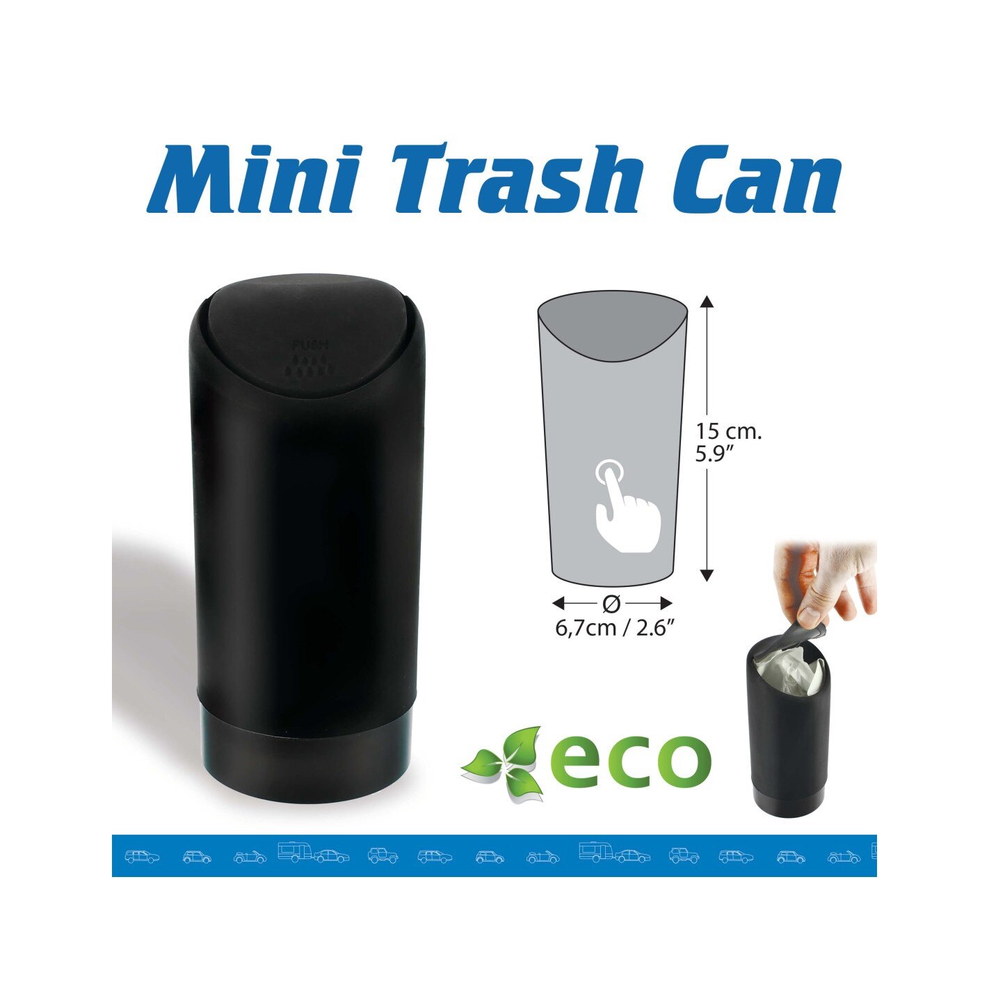 Mini Cos de gunoi portabil din silicon CAR+ - eMAG.ro