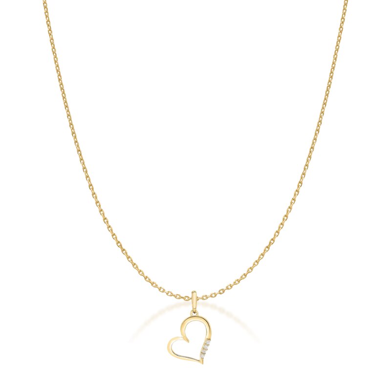 Colier din aur 14k cu pandantiv inima cu pietre zirconiu, Aur Galben 14 karate - eMAG.ro