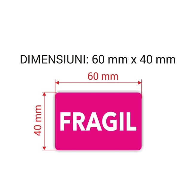 Etichete FRAGIL, dimensiune 60x40 mm, autoadezive, 2500 buc/rola - eMAG.ro