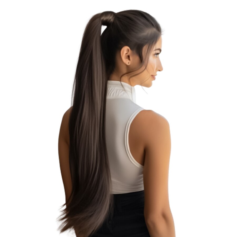 Coada de par natural, Nova Hair, Saten Inchis, 60 cm - eMAG.ro