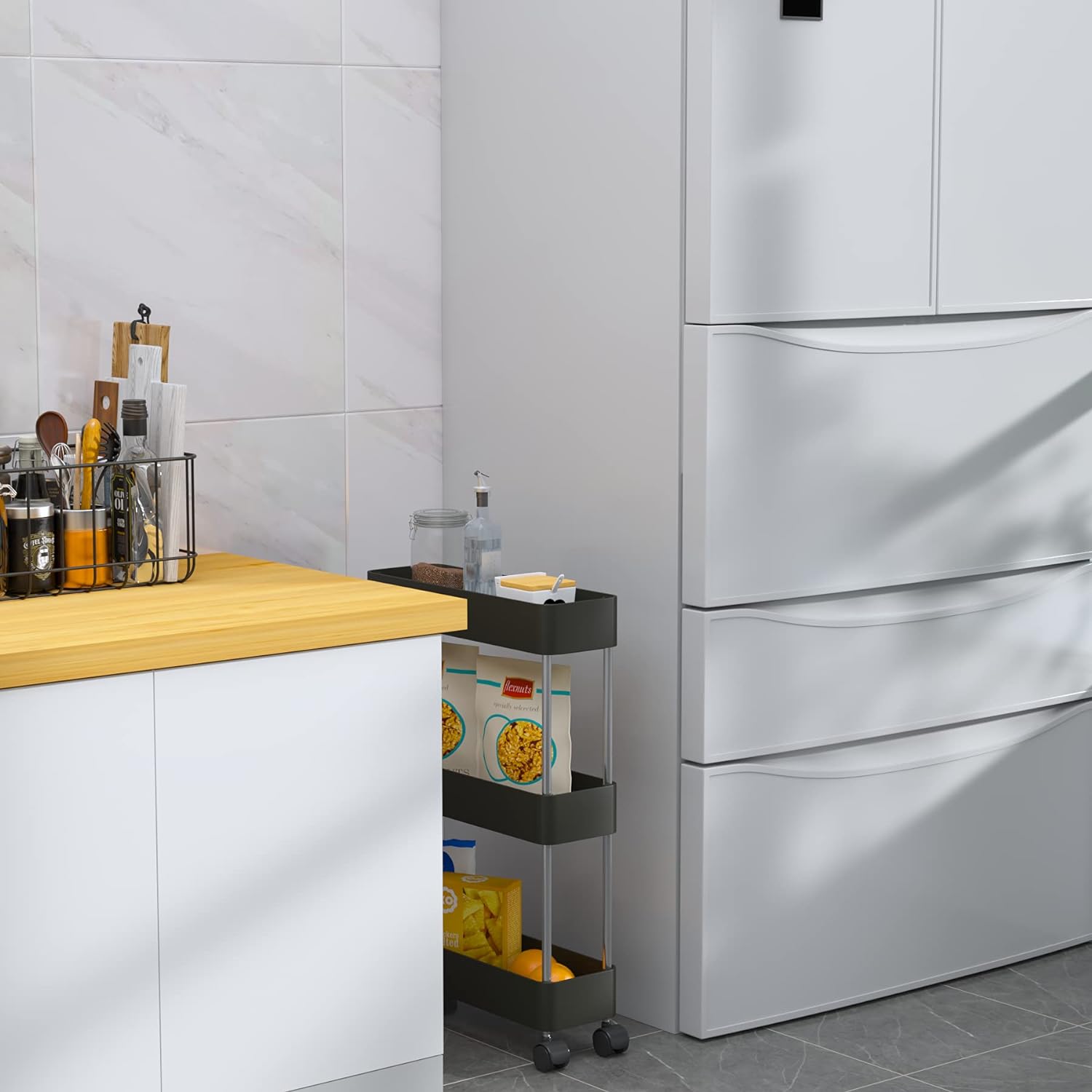 Raft universal depozitare, Quasar & Co.®, cu roti, 3 polite, pentru ...