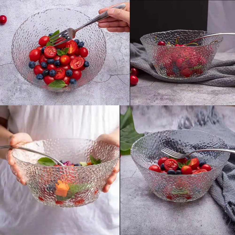 Bol elegant din sticla Pufo Glassy pentru servit salata, fructe ...