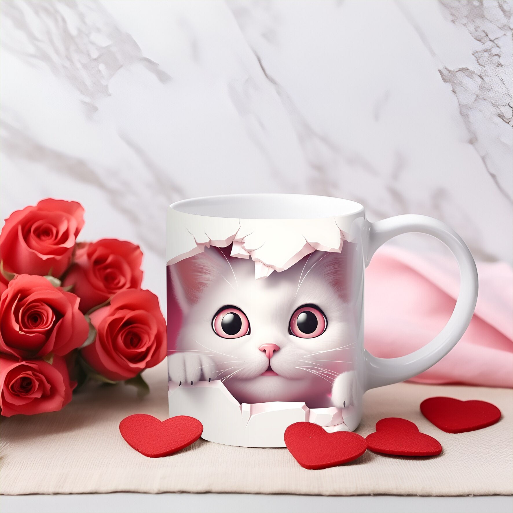 Cana Cute kitty, Inedit Print, CP97V2, Ceramica, Alb, 330 ml - eMAG.ro