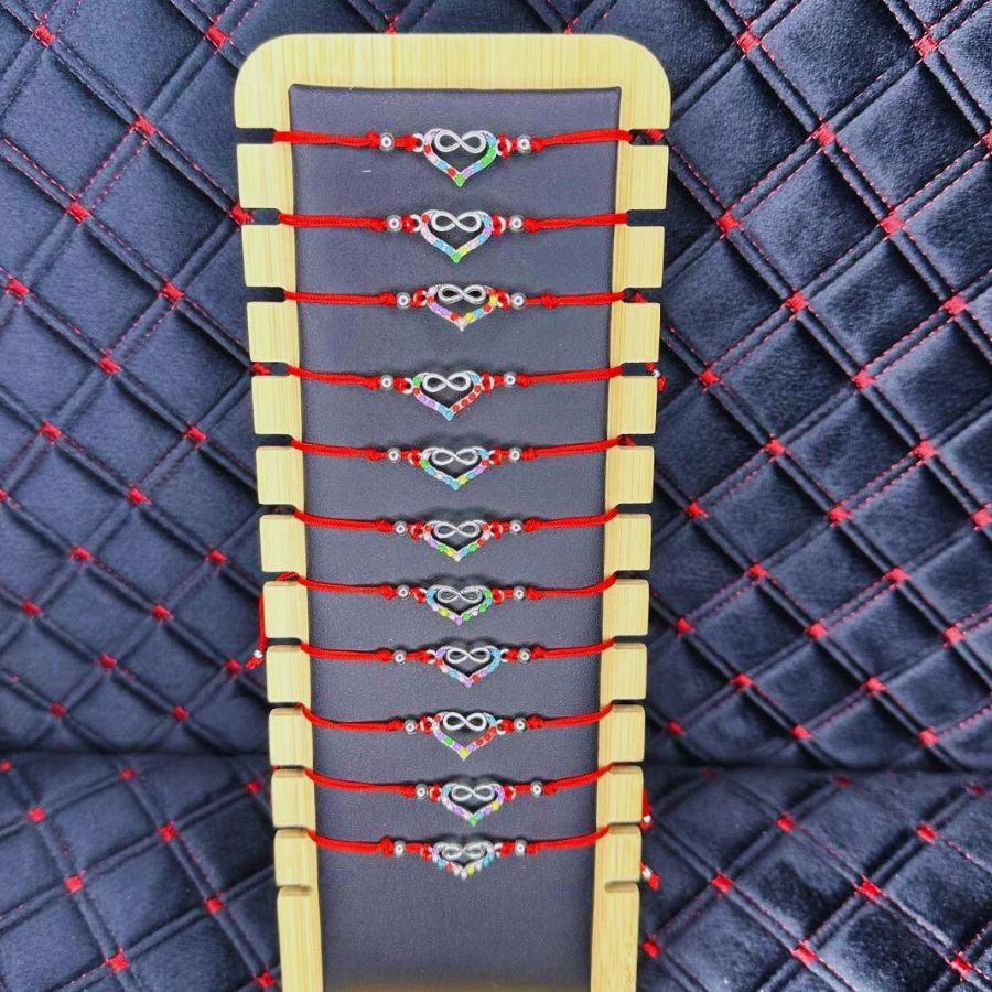 Set 12 martisoare tip bratara inima cu infinit dimensiune reglabila ...