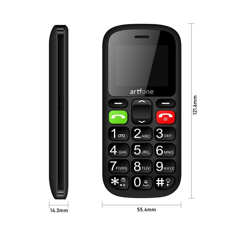 Telefon mobil cu SOS si lanterna, Axroad Mall, Butoane mari, Pictograme ...