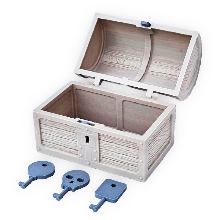Cufar de comori cu 3 chei, mic, bone white - eMAG.ro