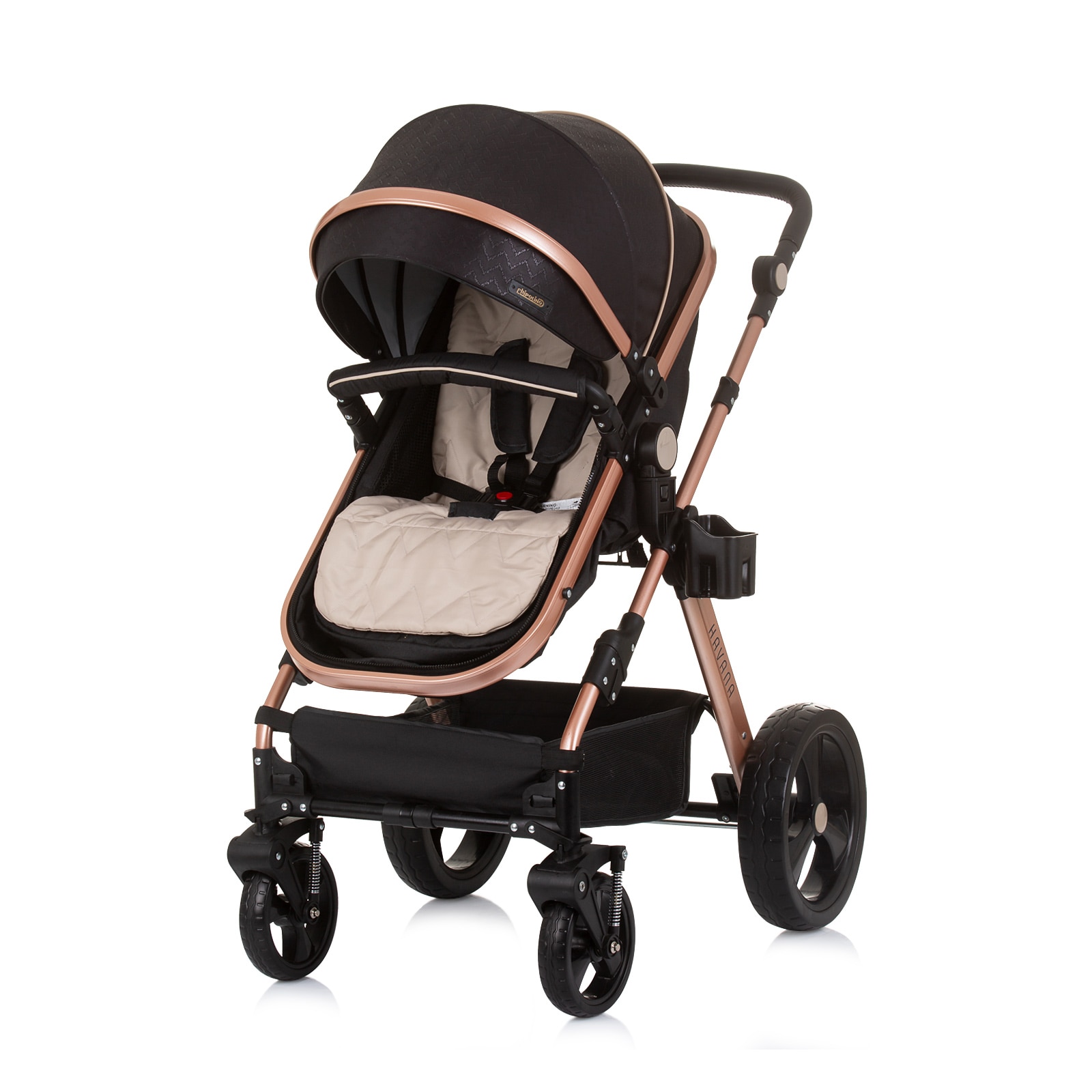 Детска количка Chipolino Хавана, Обсидиан/злато - eMAG.bg