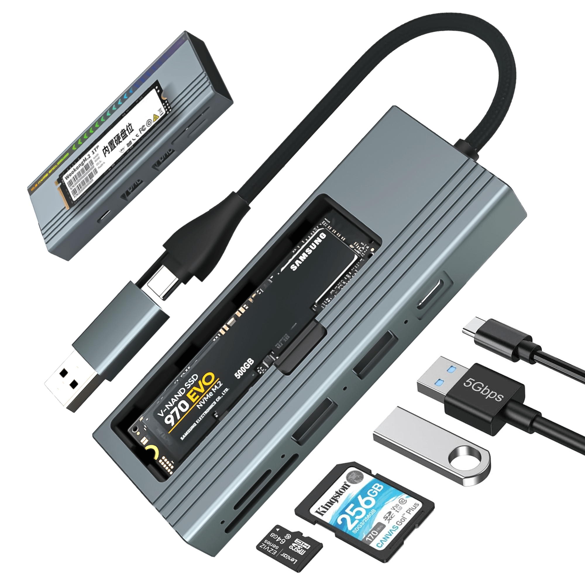 Hub Adaptor Type C USB-C Rack Extern SSD NVMe SATA M.2 Reagle hub PD ...