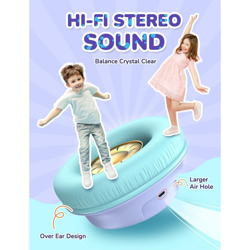 Casti Audio Wireless & Jack 3.5 mm, Lumini LED colorate, Volum Limitat ...