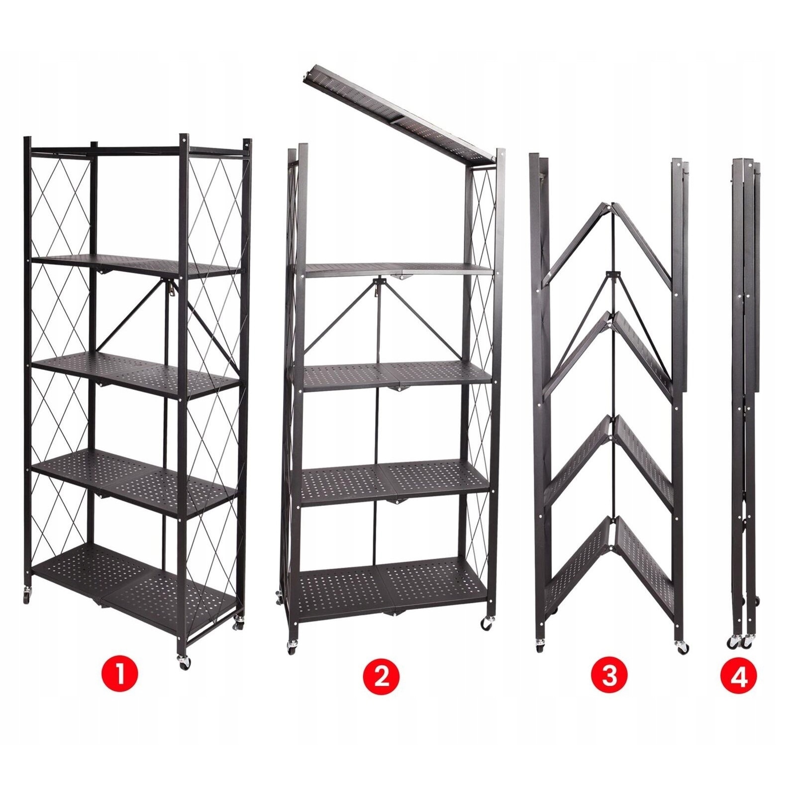 Etajera cu 5 polite, Mobil, Depozit, Bucatarie, Pliabil, Pe Roti, Loft ...