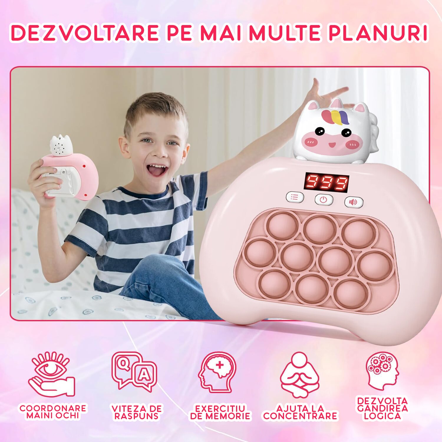 PopIT SMART ALPHIMO™ играчка с LED екран, дисплей за ниво на игра ...