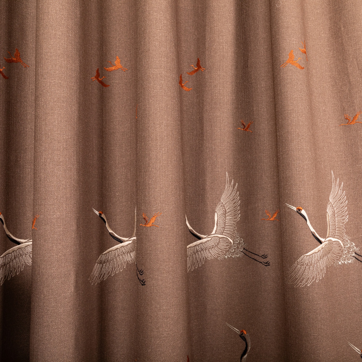 Set 2 draperii maro, Hiko Deluxe Collection, Birds 2x140x250 cm, cu ...