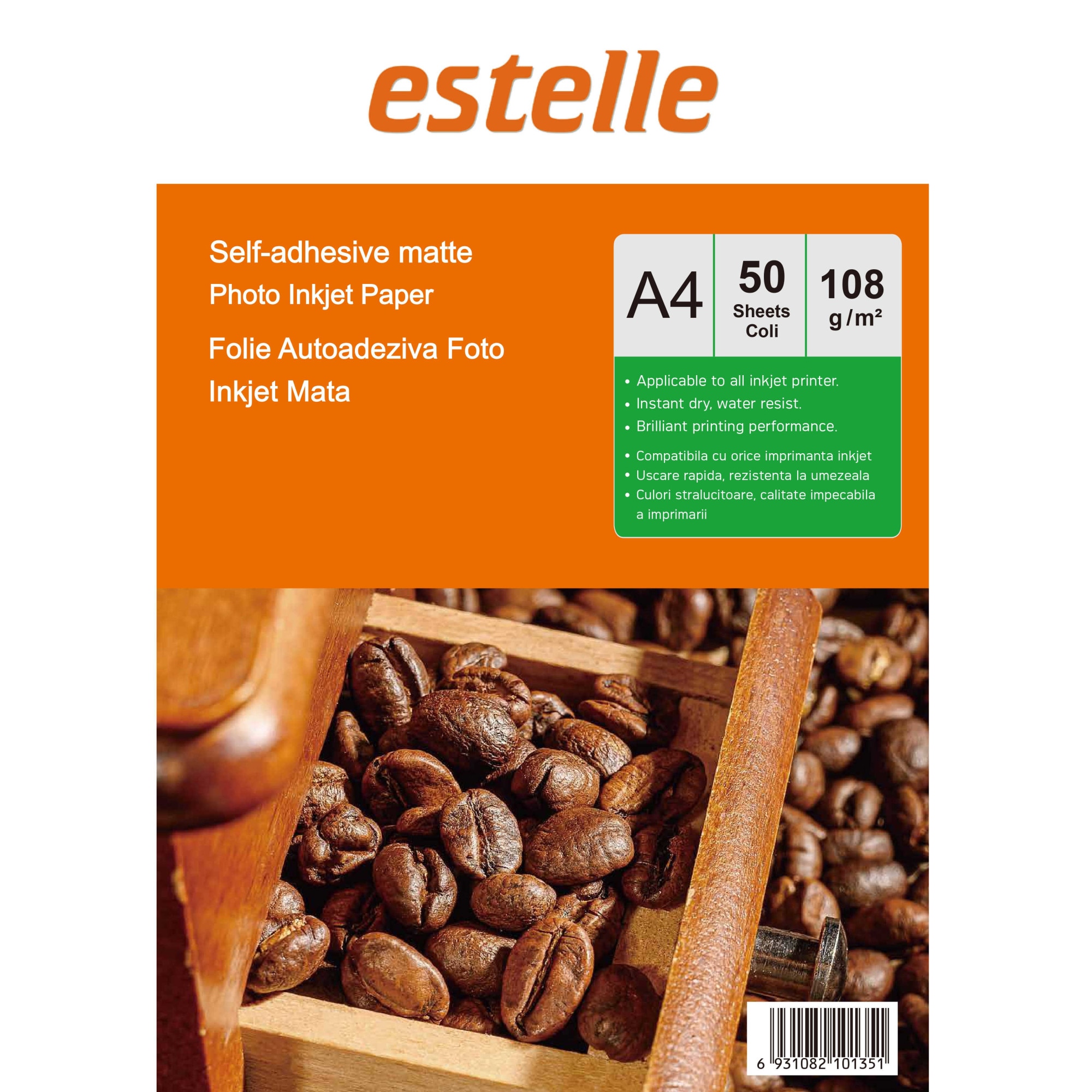 Hartie foto autoadeziva A4 mata subtire, tip matte photo sticker, 108g ...