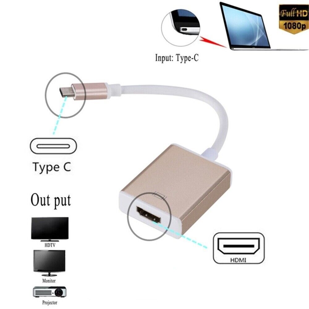 Adaptor convertor video USB 3.1 Type-C la HDMI, ABS, pentru TV, laptop, 20 cm, Rose-Gold - eMAG.ro