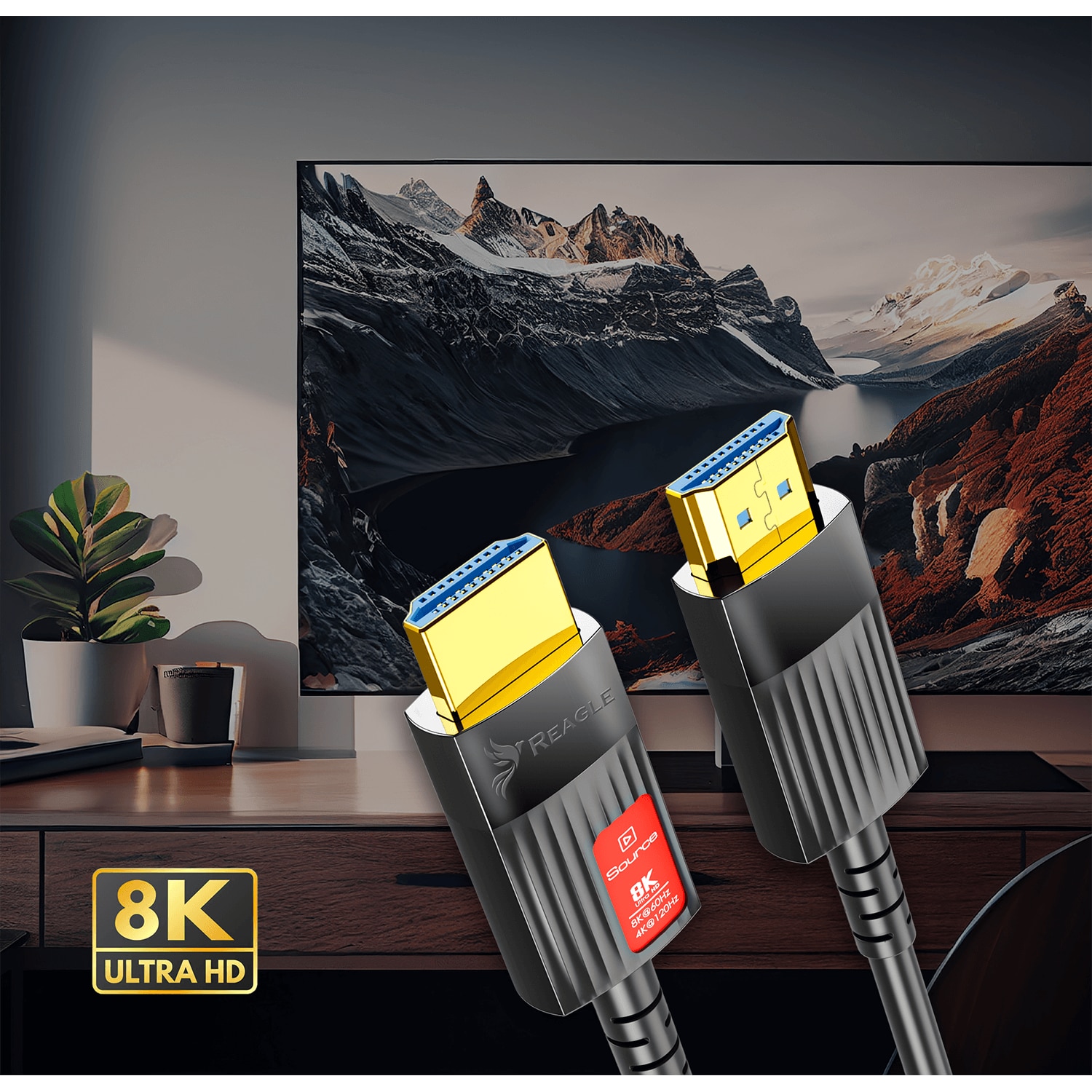 Cablu HDMI 2.1 Optic 48Gbps AOC 8K 60Hz 4K 120Hz HDR 10M Reagle - eMAG.ro