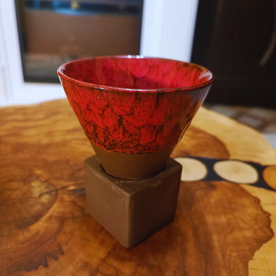 Set 2 cesti de cafea, ceramica, retro, handmade, 150 ml, rosu - eMAG.ro
