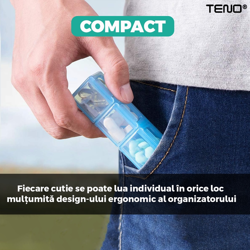 Cutie Organizatoare de Medicamente Teno®, pastile si vitamine, 7 zile ...