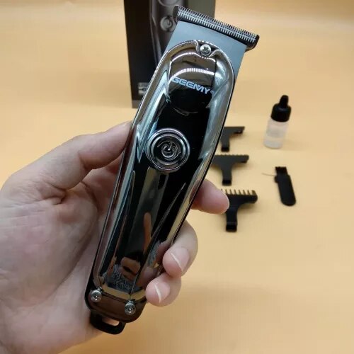 Професионален тример и самобръсначка за коса и брада, GEEMY GM6710 цифров дисплей, 600 mA ...