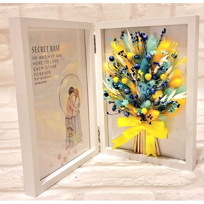 Rama Foto Tip Carte, Hand Made, Flori Naturale Uscate si Stabilizate, 1 ...