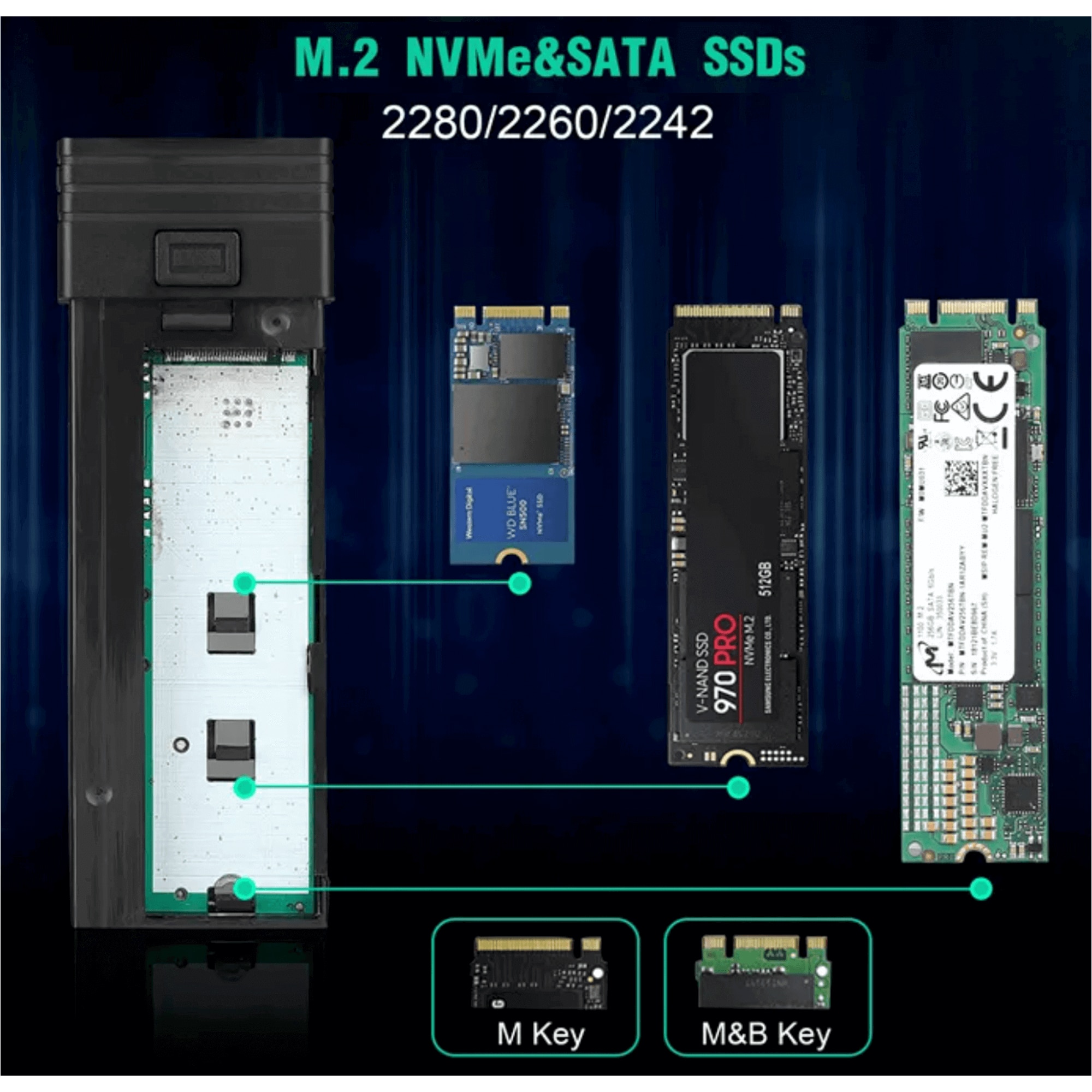 External Rack SSD NVME SATA M.2 ХЪБ USB-C 3.1 M1 M2 Reagle адаптер ...