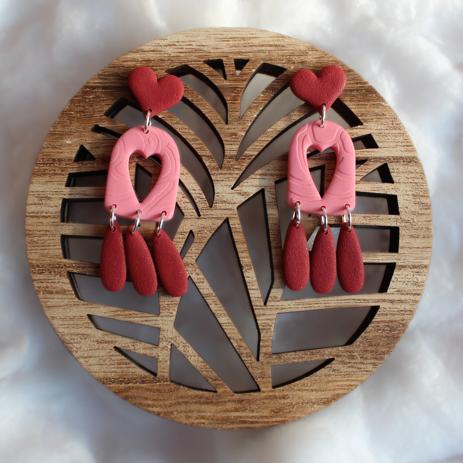 Cercei Handmade 'Crinis - Lovers Window', Lut Polimeric, Roz, Pin de plastic - eMAG.ro