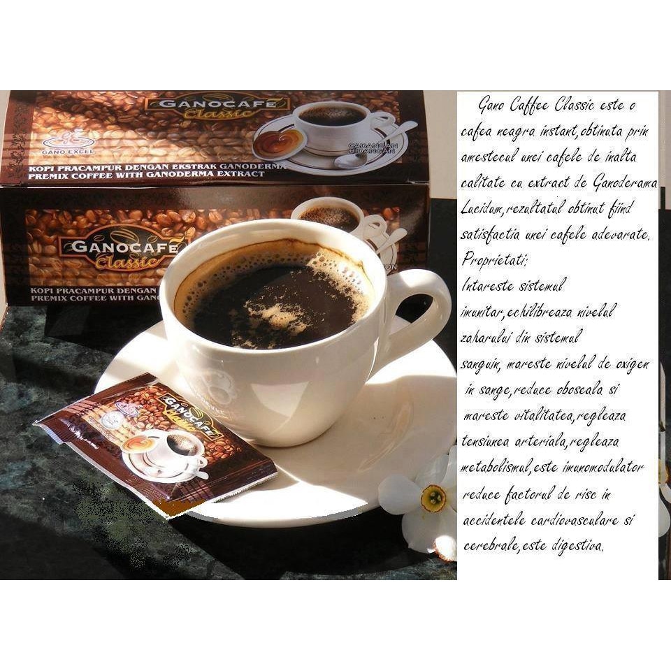 Cafea neagra cu Ganoderma "GanoCafe Classic", 30plicuri, 90g, Gano ...