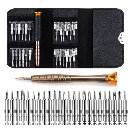 Set surubelnite de precizie cu portofel din piele ecologica, Syamag, 25 ...