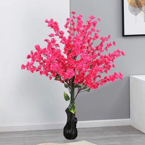 Copac artificial cu flori roz- Cires, 90cm - eMAG.ro