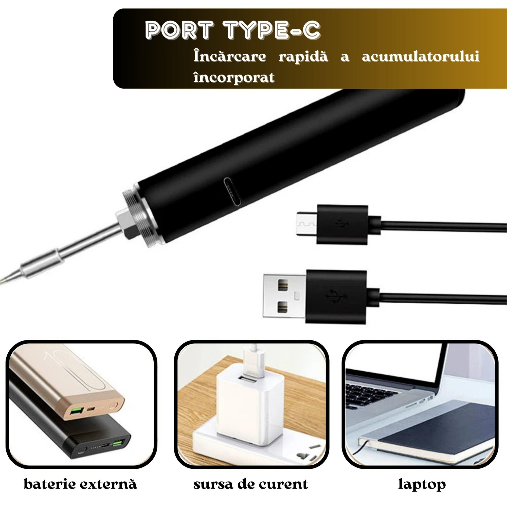 Kit complex pistol de lipit letcon wireless, BLUERY, incarcare usb, 10 ...