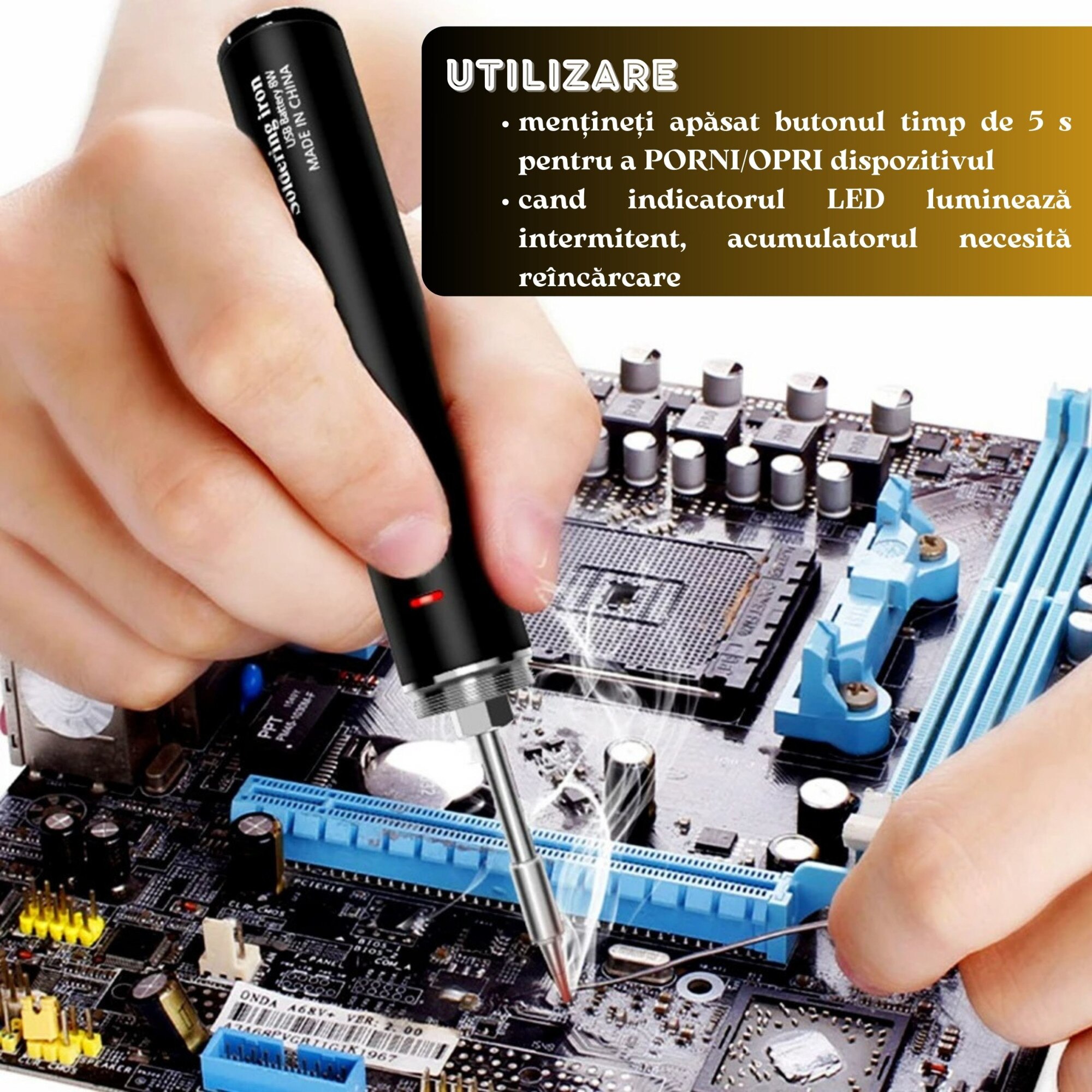 Kit complex pistol de lipit letcon wireless, BLUERY, incarcare usb, 10 ...