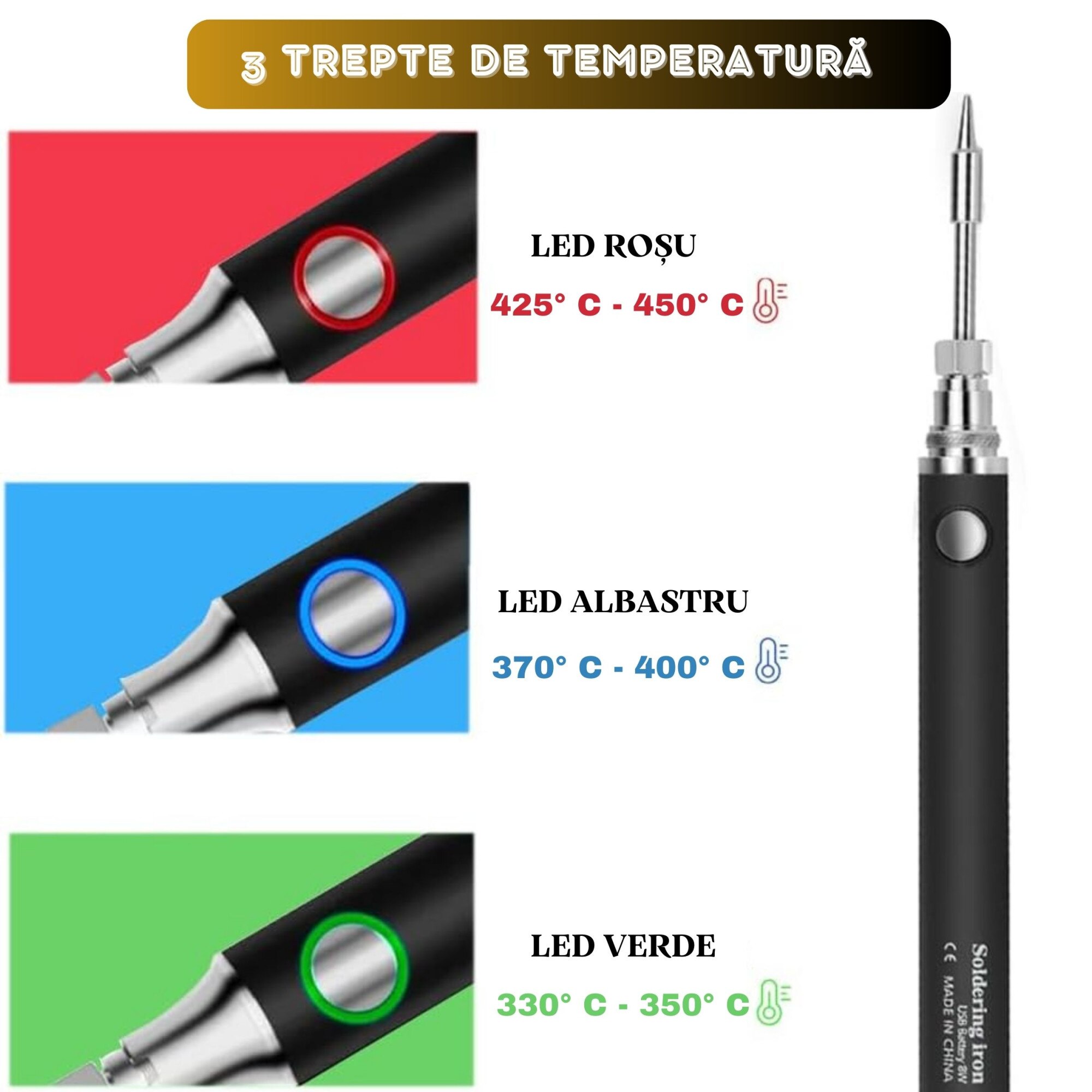 Kit complex pistol de lipit letcon wireless, BLUERY, incarcare usb, 10 ...