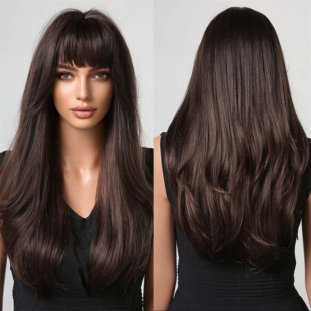 Peruca lunga Saten Inchis, Animis Beauty ®, fibra sintetica cu aspect ...