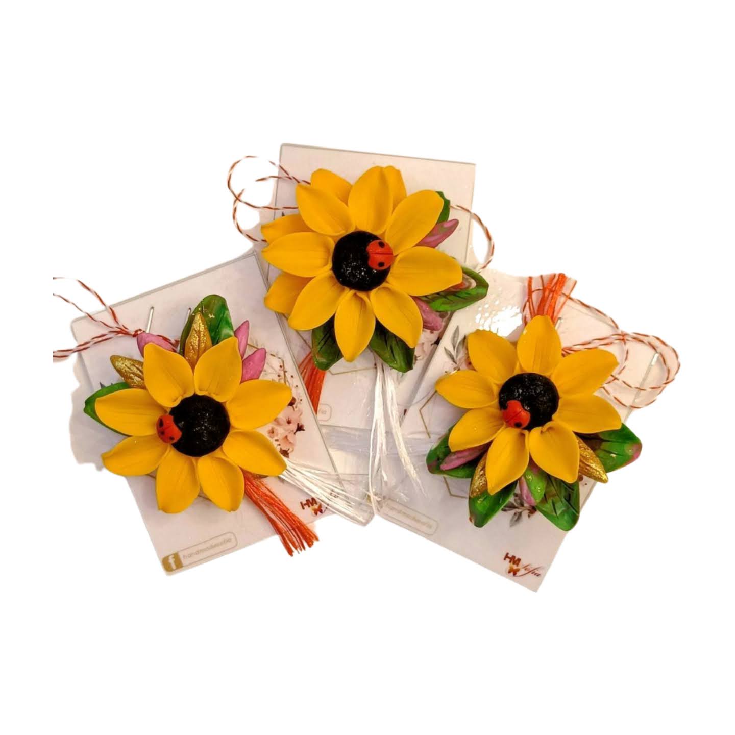 Martisor tip brosa, handmade, Floarea soarelui, model traditional ...