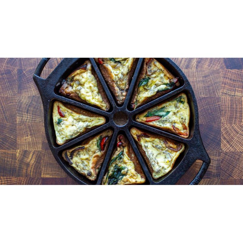 Tava rotunda din fonta cu 8 triunghiuri pentru tarta Lodge 22, 7 cm L ...