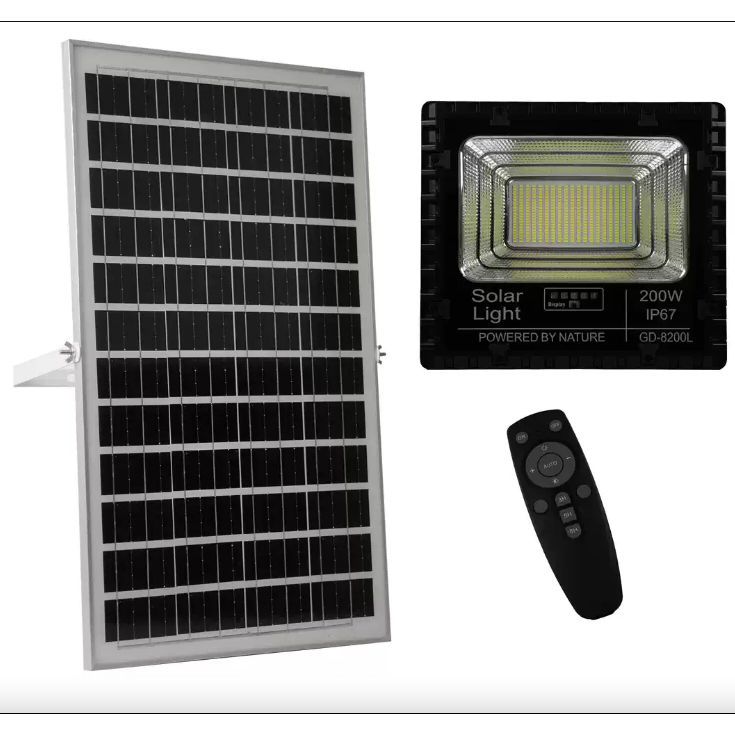 Proiector led cu panou solar si telecomanda, 200W - eMAG.ro