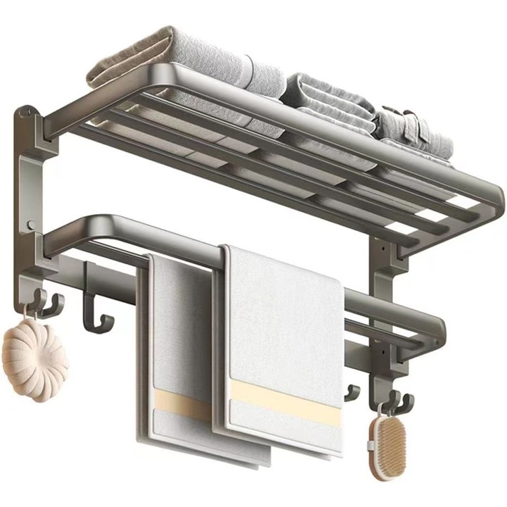 Suport pentru prosoape, Aluminiu, Gri - eMAG.ro