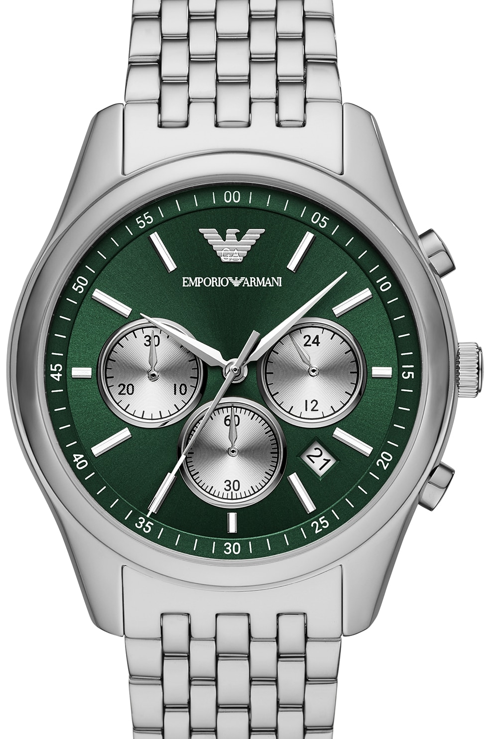 Emporio Armani, Часовник от неръждаема стомана с хронограф, Сребрист ...