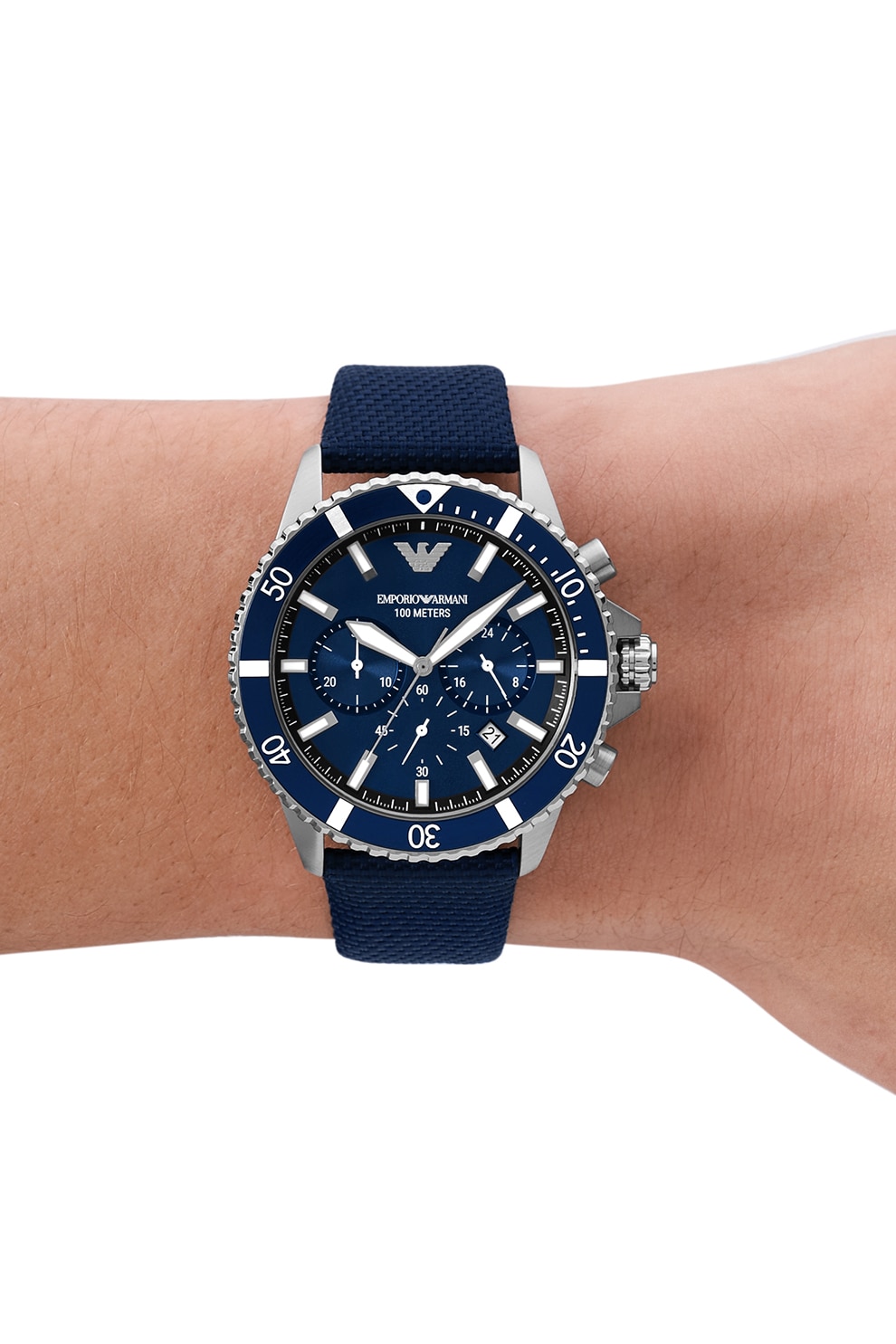 Emporio Armani, Часовник от неръждаема стомана с хронограф, Сребрист ...