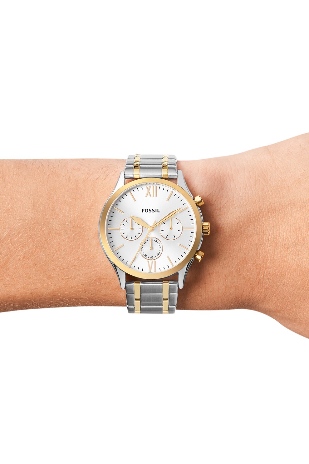 Fossil, Мултифункционален часовник от неръждаема стомана, Сребърен ...