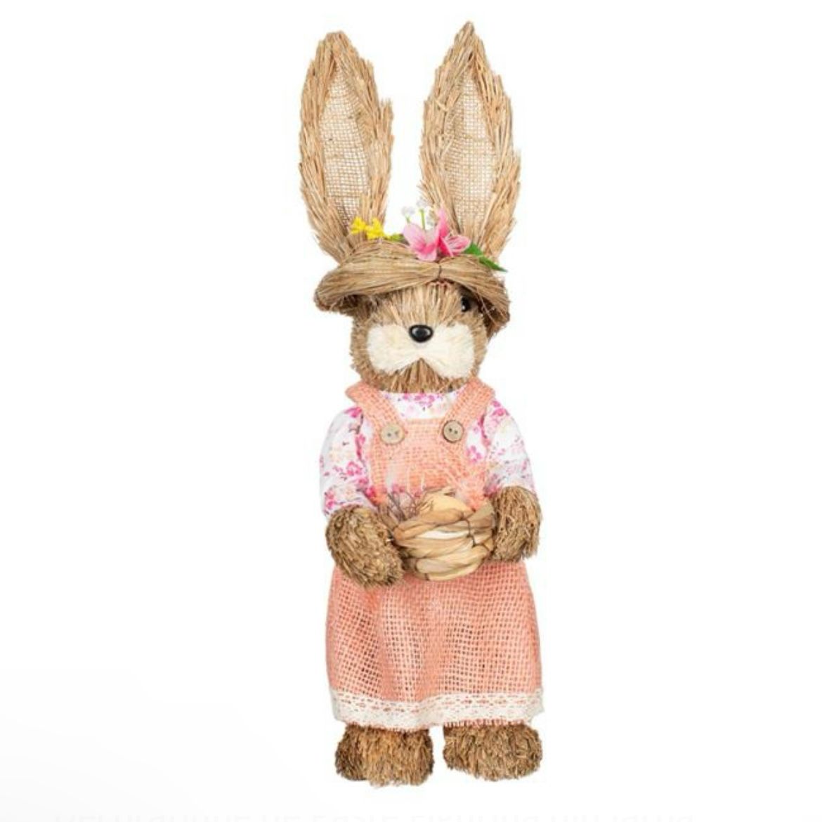 Великденска украса Фигурка трева Заек с кошница 39см - eMAG.bg